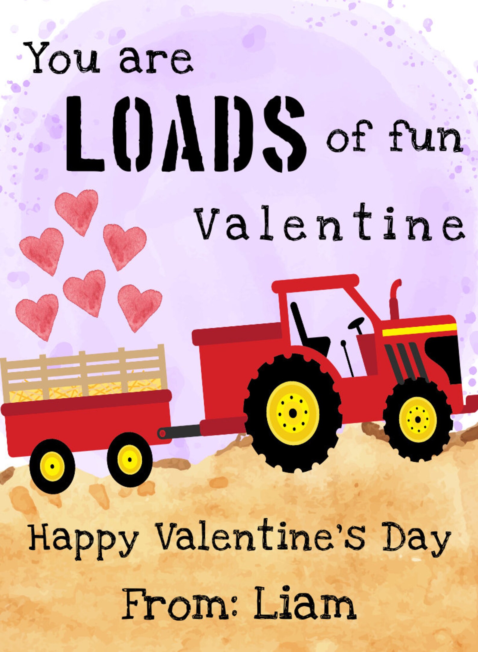 Red Tractor Valentines Day Card Template, Tractor Valentines Cards for ...