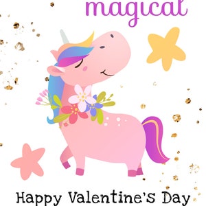 Magical Valentines Day Card Template, Unicorn Valentines Cards for Kids ...