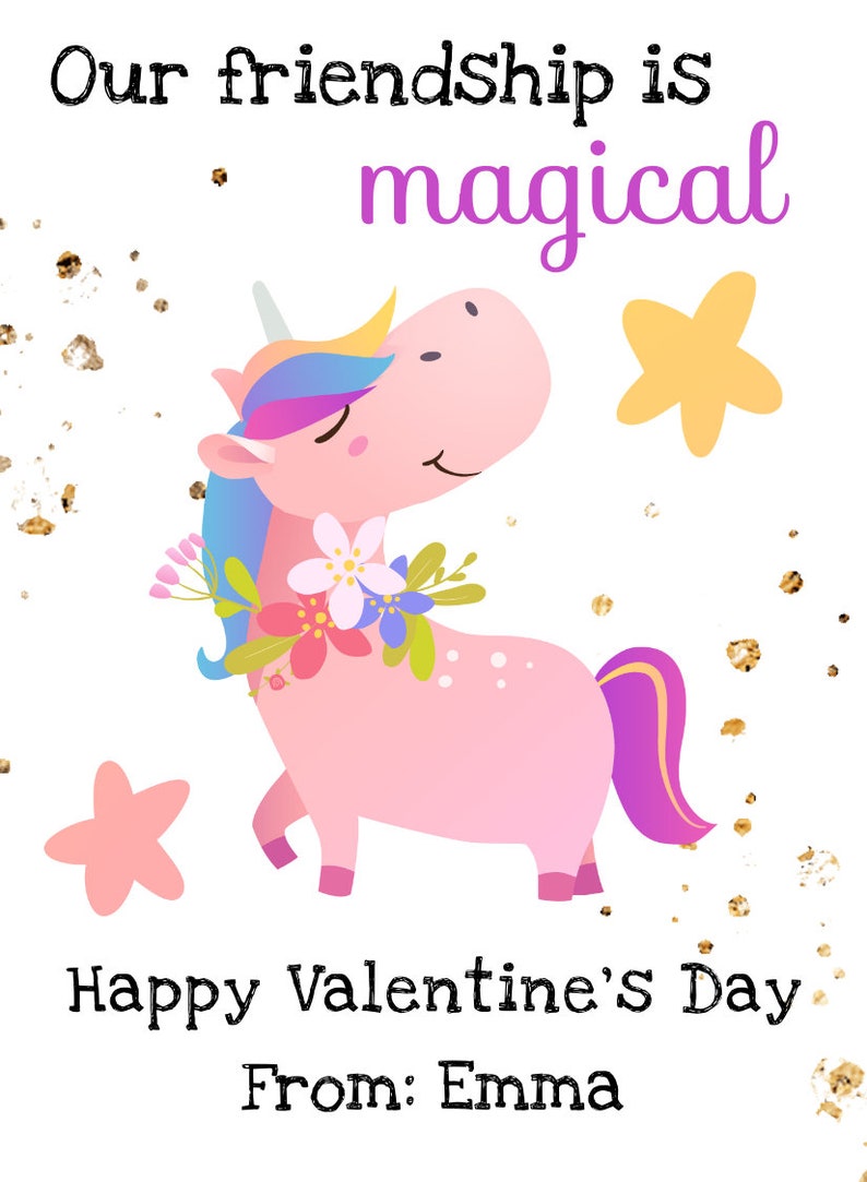Magical Valentines Day Card Template Unicorn Valentines Cards | Etsy