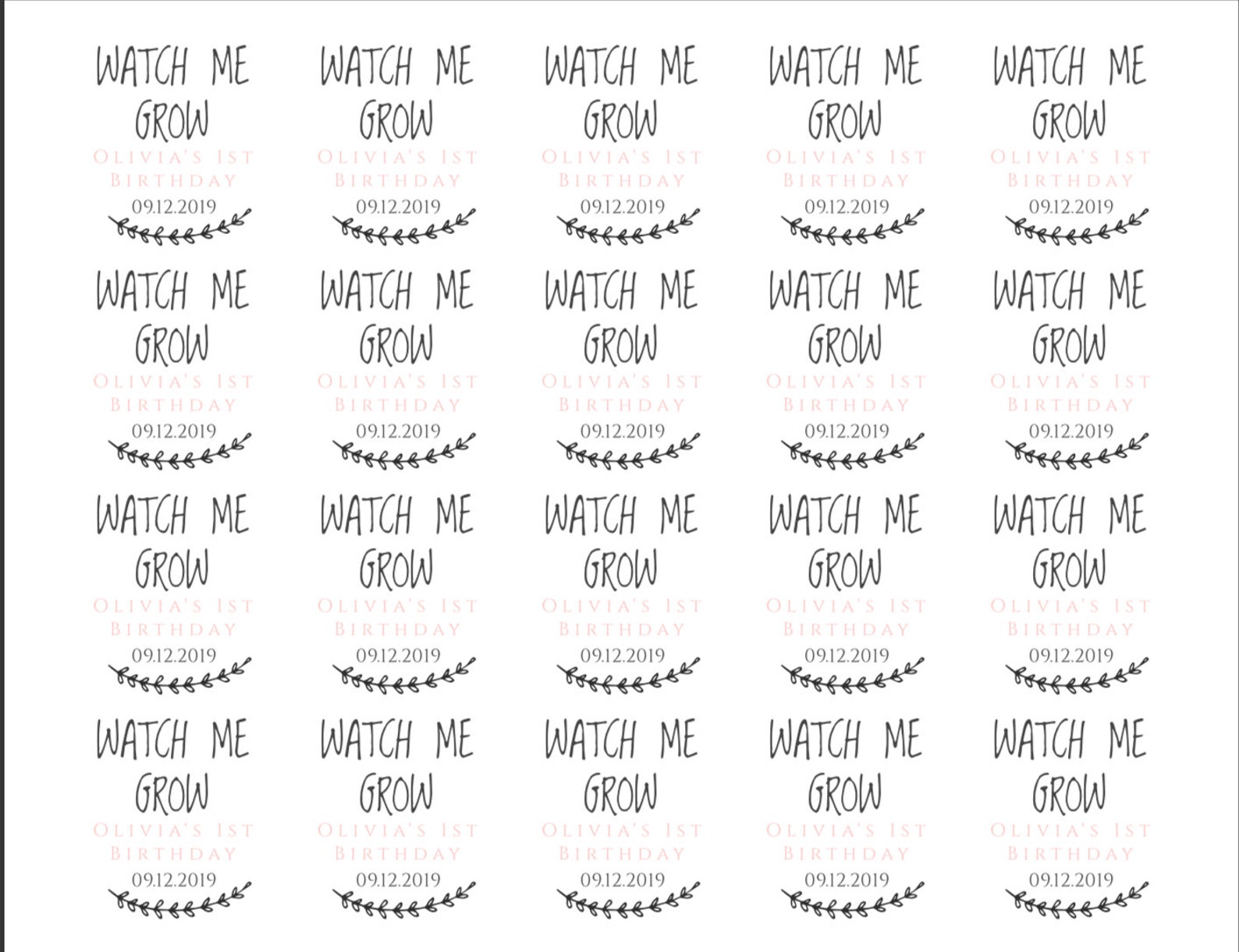Watch Me Grow Plant Sign Template, Succulent Favor Tag Template, Baby ...