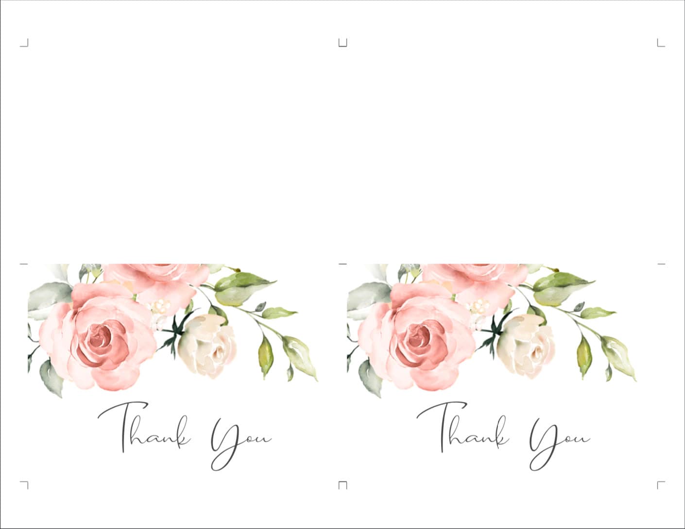 Pink Floral Folding Thank You Card Template for Girl Birthday Party ...