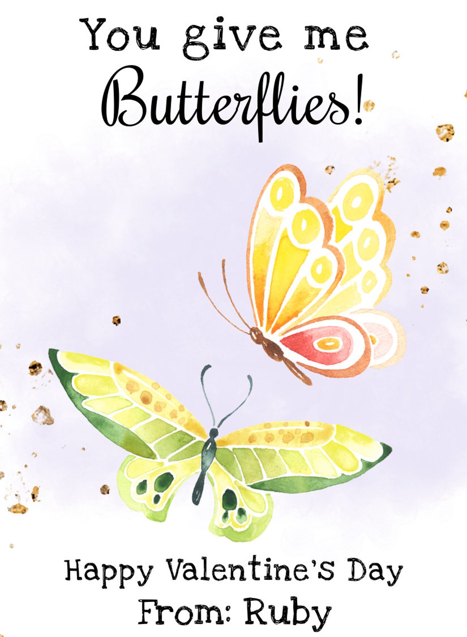 Butterfly Valentines Day Card Template Digital Valentine | Etsy
