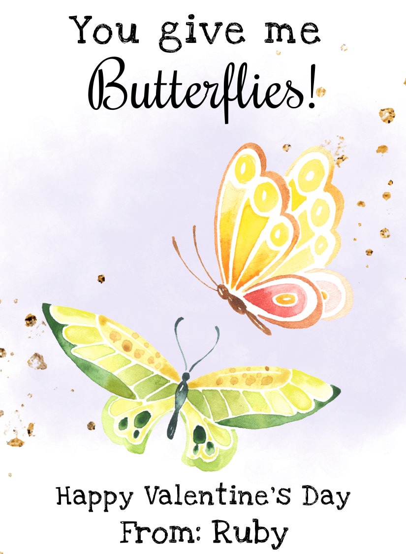 Butterfly Valentines Day Card Template Digital Valentine | Etsy