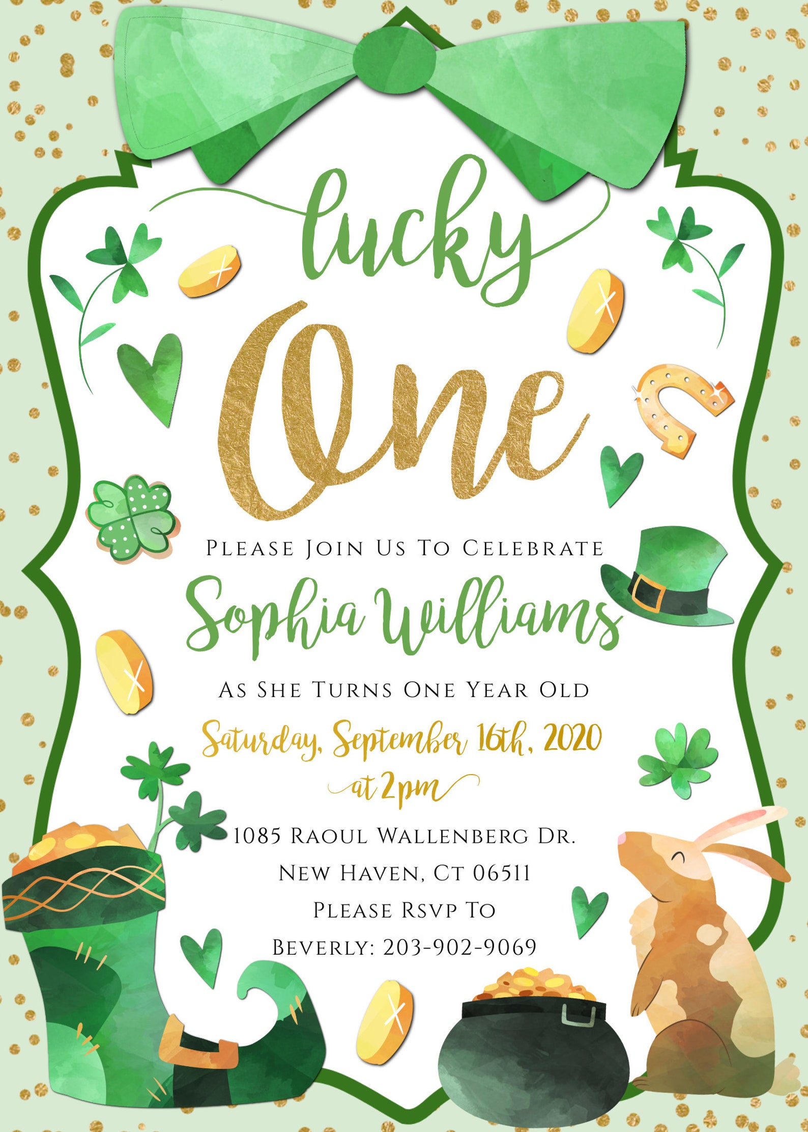 Lucky One First Birthday Invitation Template, Lucky One Invitation ...