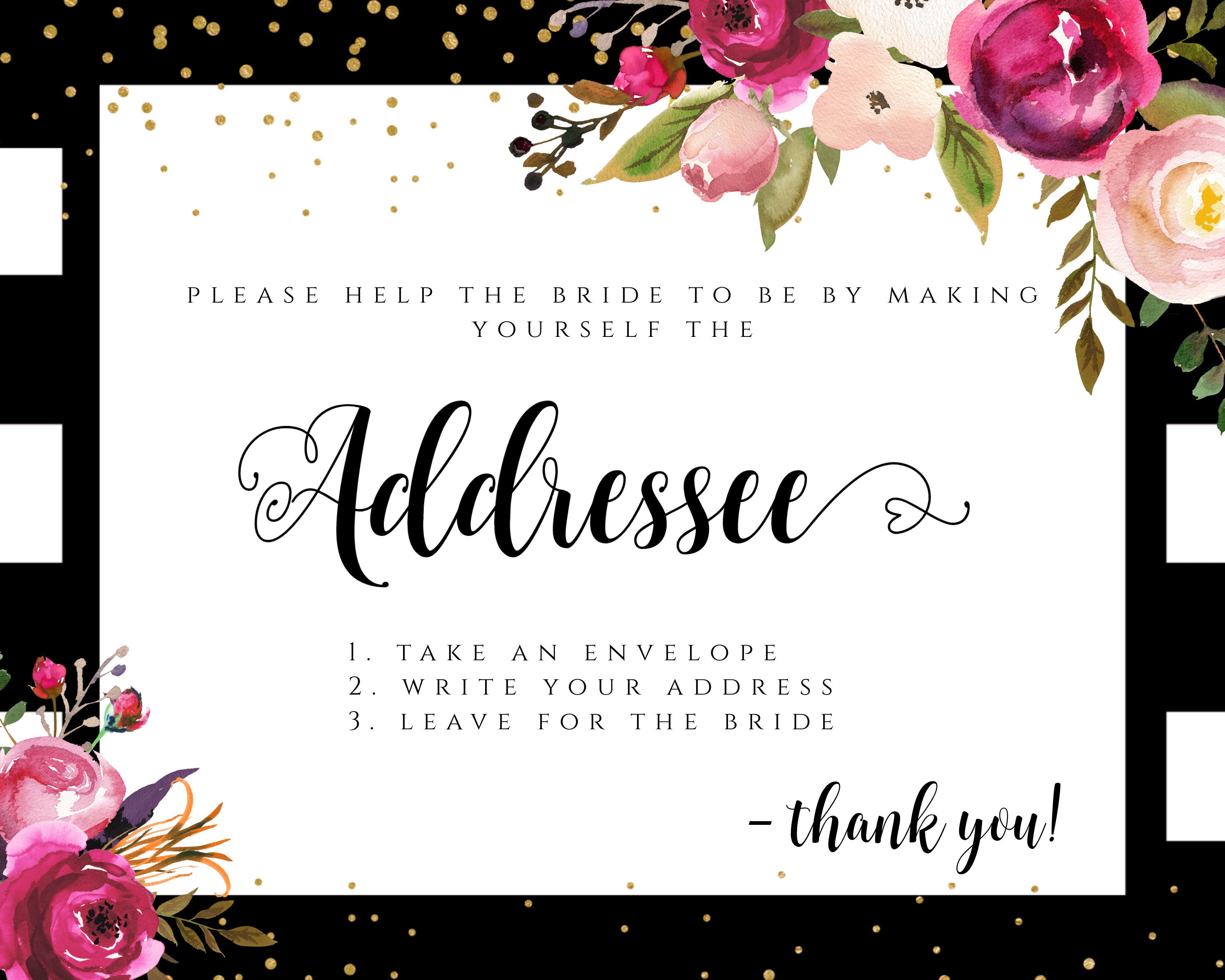 Addressee Sign Template for Bridal Shower Kate Spade Pink | Etsy