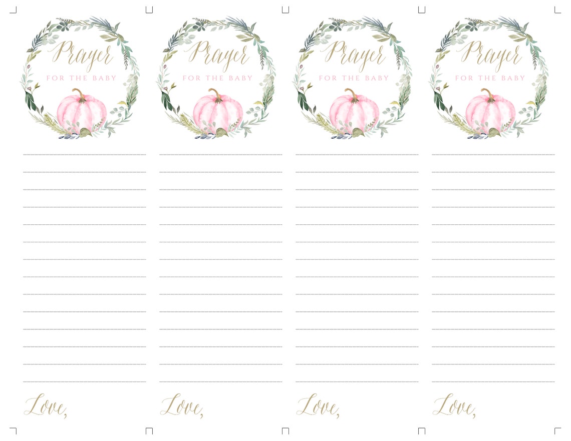 Pink Pumpkin Prayer Sign & Prayer Card Templates Girl Fall - Etsy