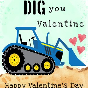 Blue Tractor Valentines Day Card Template, Tractor Valentines Cards for ...