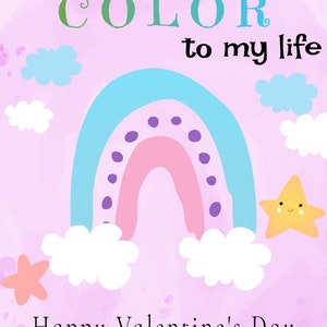 Rainbow Valentines Day Card Template, Rainbow Valentines Cards for Kids ...