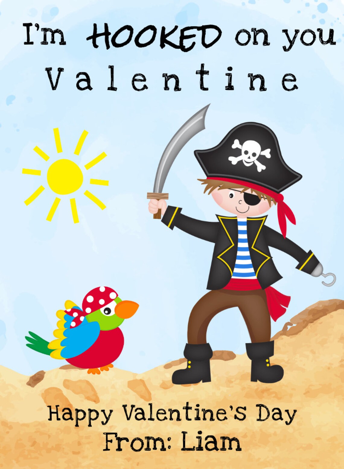 Pirate Valentines Day Card Template Pirate Valentines Cards - Etsy Sweden