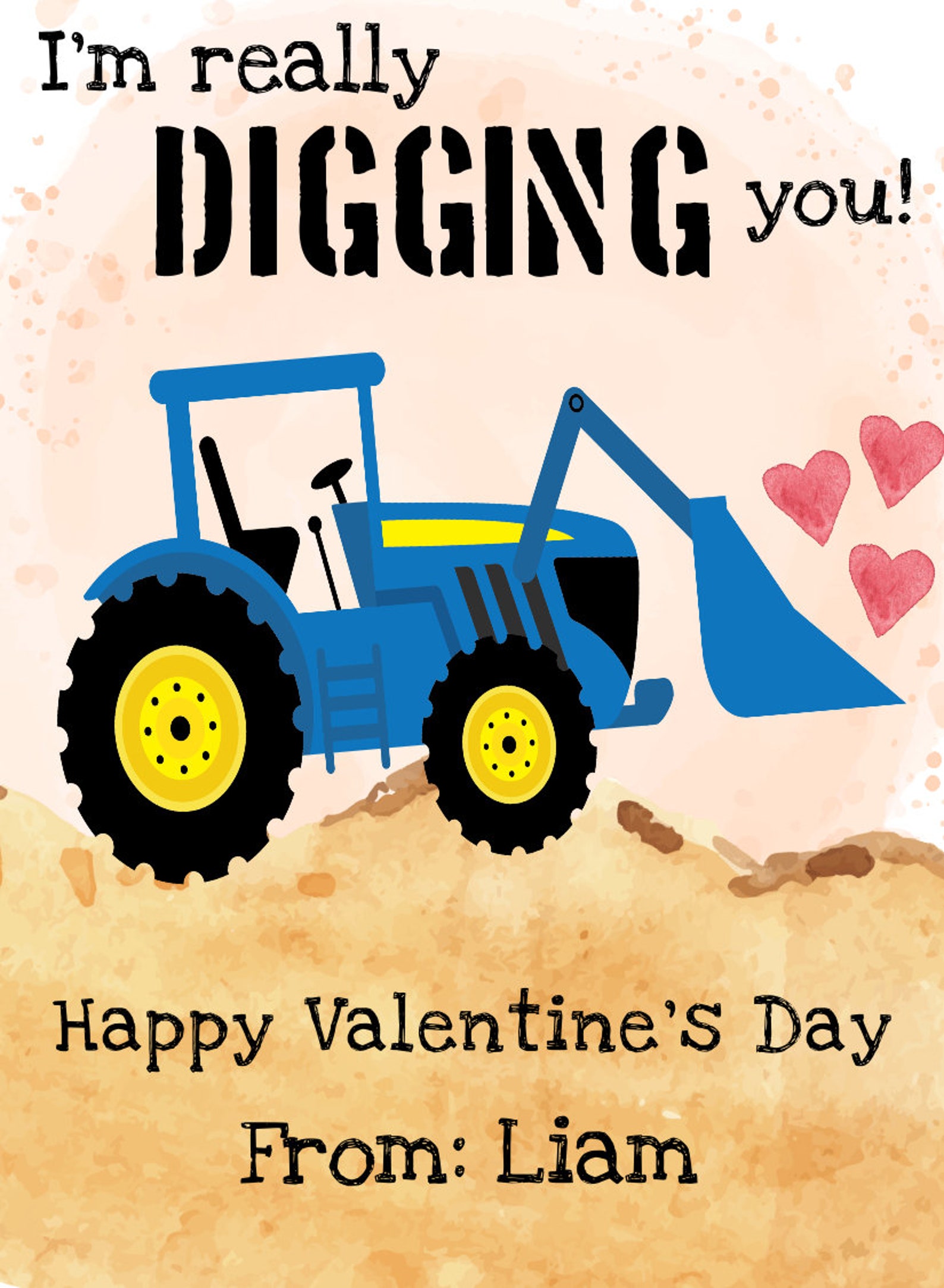 Blue Tractor Valentines Day Card Template Tractor Valentines - Etsy