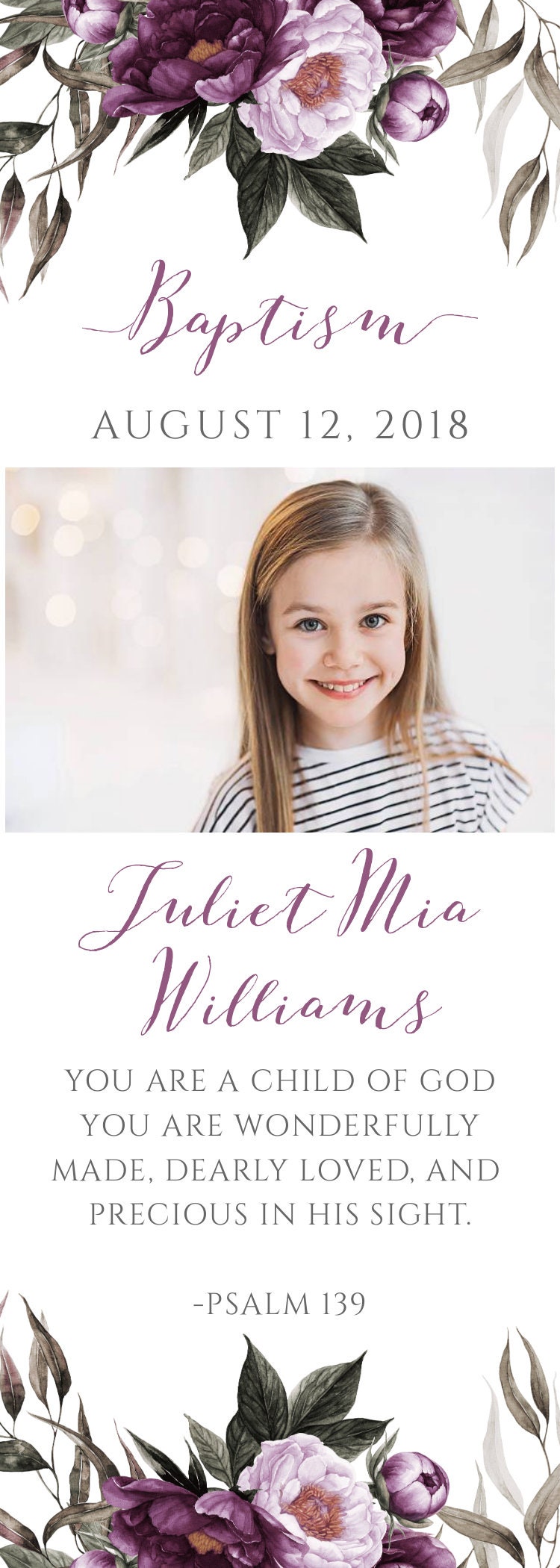 Personalized Bookmark for Baptism Custom Bookmark Baptism - Etsy