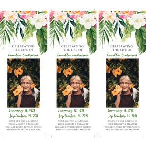Hawaiian Funeral Bookmark Keepsake Template, Tropical DIY Editable ...