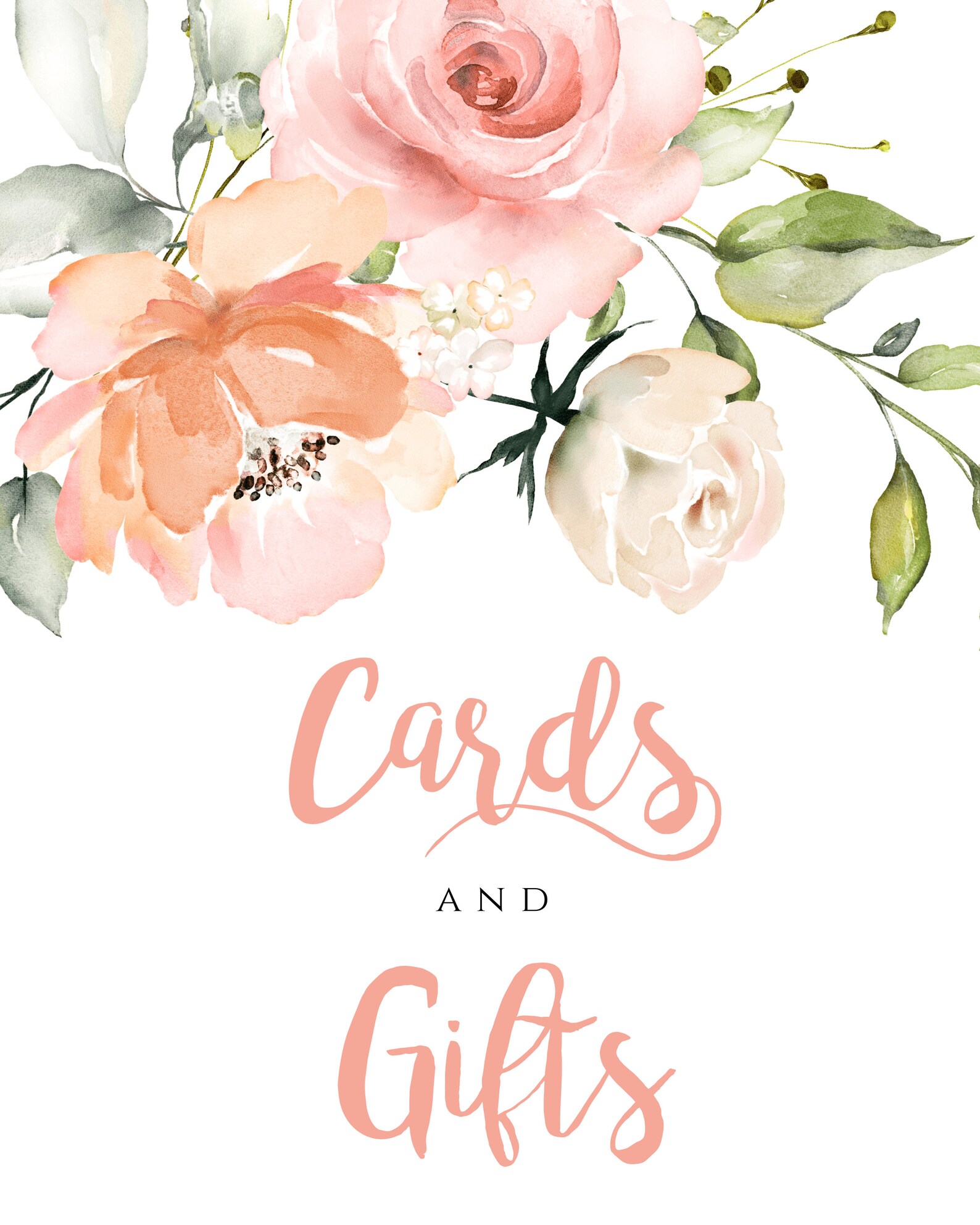 Peach Floral Cards and Gifts Sign Template Gifts and Cards - Etsy
