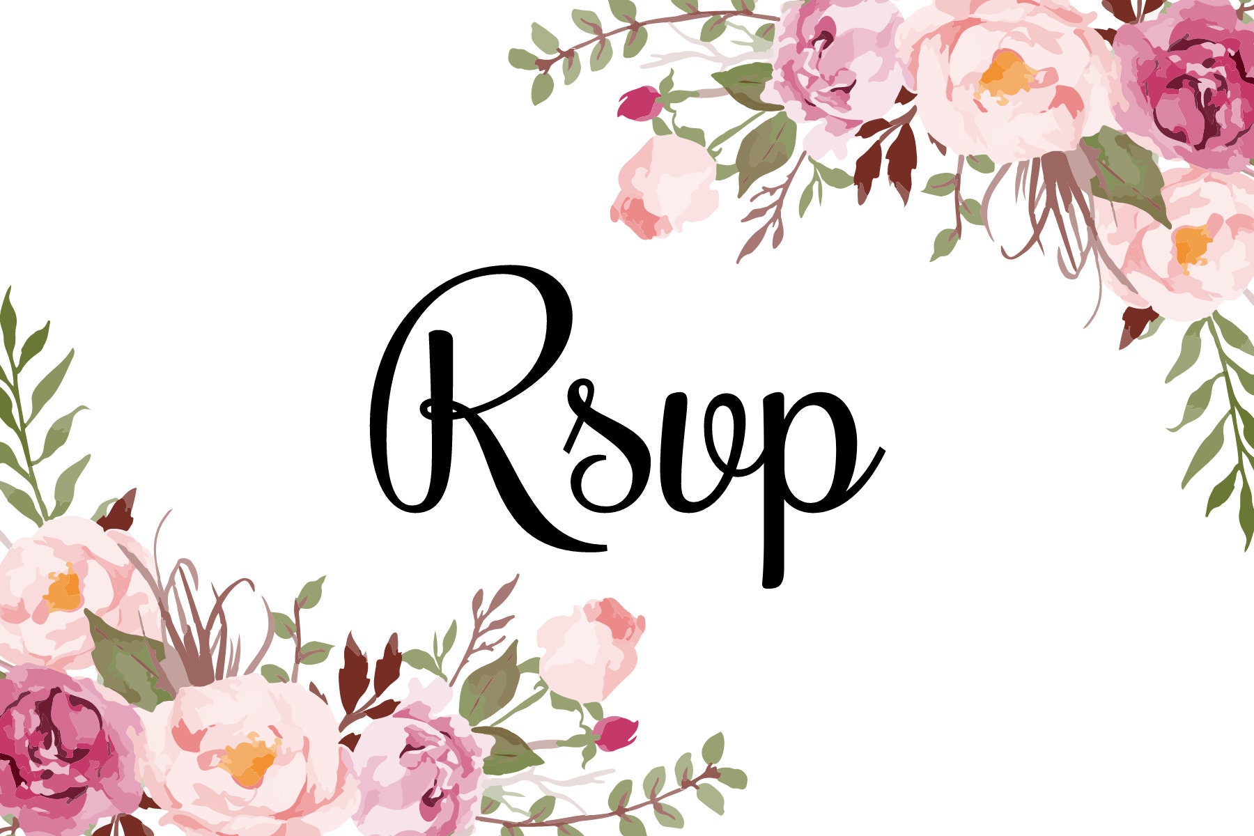 Pink Floral RSVP Postcard Template, Wedding RSVP Response Card, Try It ...
