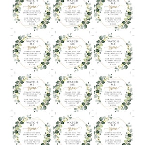 Greenery Favor Tag Watch Me Grow Template, Gold Geometric Tag ...