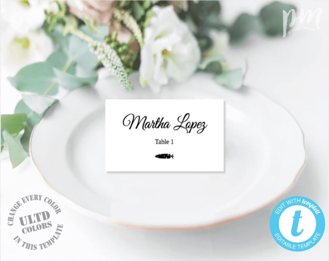 Wedding Place Card Template With Food Options Printable | Etsy