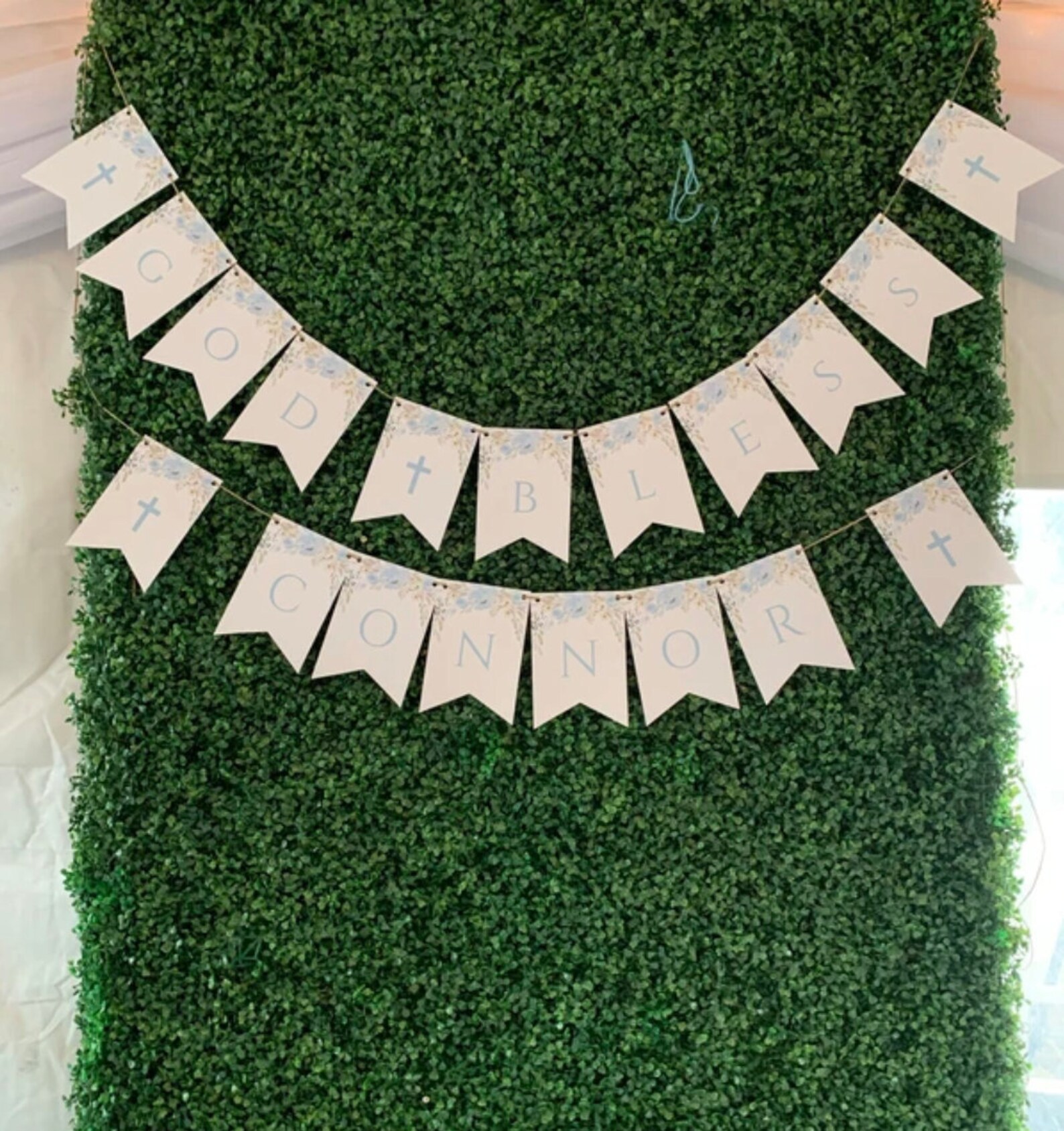 Blue Floral God Bless Banner Template for Boy Baptism - Etsy