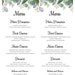 Greenery Menu Template Printable Wedding Menu Botanical - Etsy