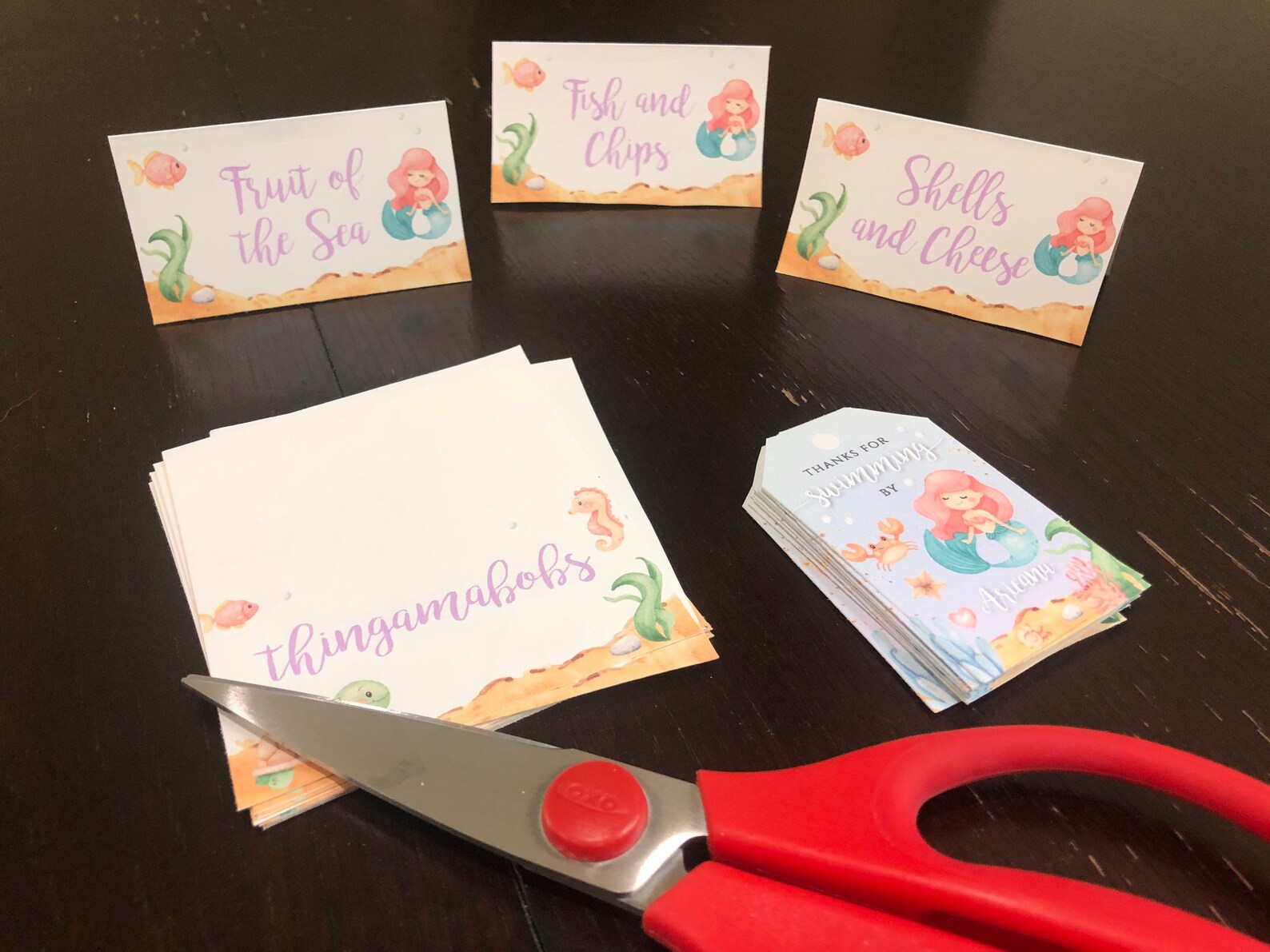 Mermaid Birthday Party Food Label Card Template, Under the Sea Party ...
