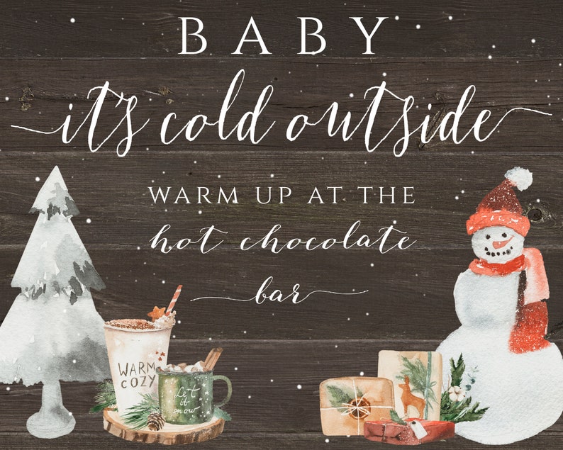 Baby It's Cold Outside Sign Template Set Hot Chocolate - Etsy