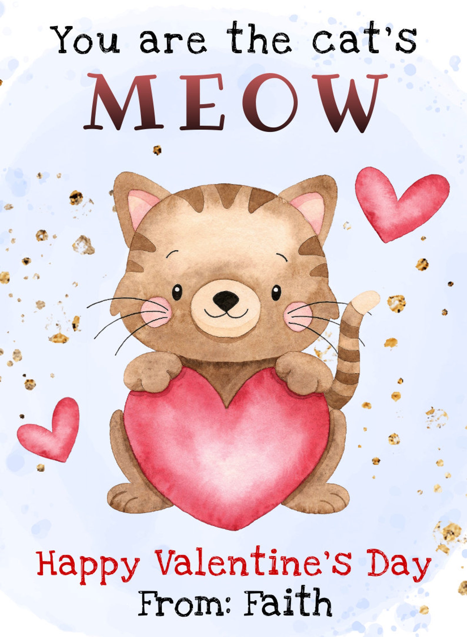 Cats + Dogs Valentines Day Card Template, Printable Cat Valentines ...