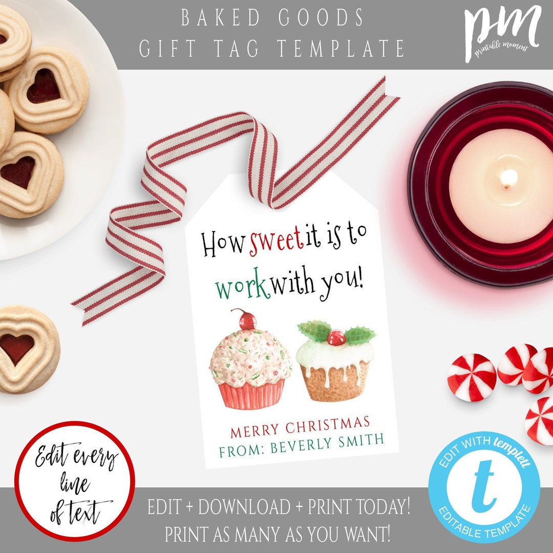 How Sweet It is to Work With You Christmas Gift Tag Template With ...