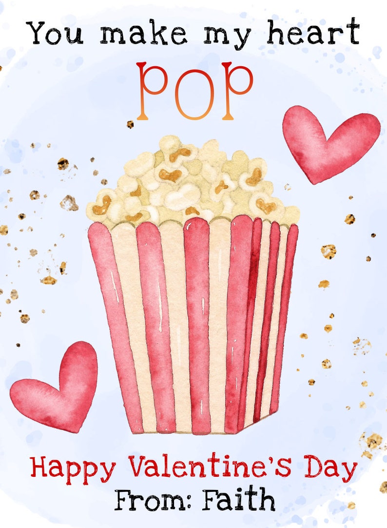 Popcorn Valentines Day Card Template, Printable Popcorn Valentines ...