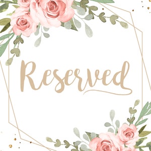Pink Floral Reserved Sign Template, Editable Gold Geometric Baby Shower ...