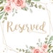 Pink Floral Reserved Sign Template Editable Gold Geometric - Etsy