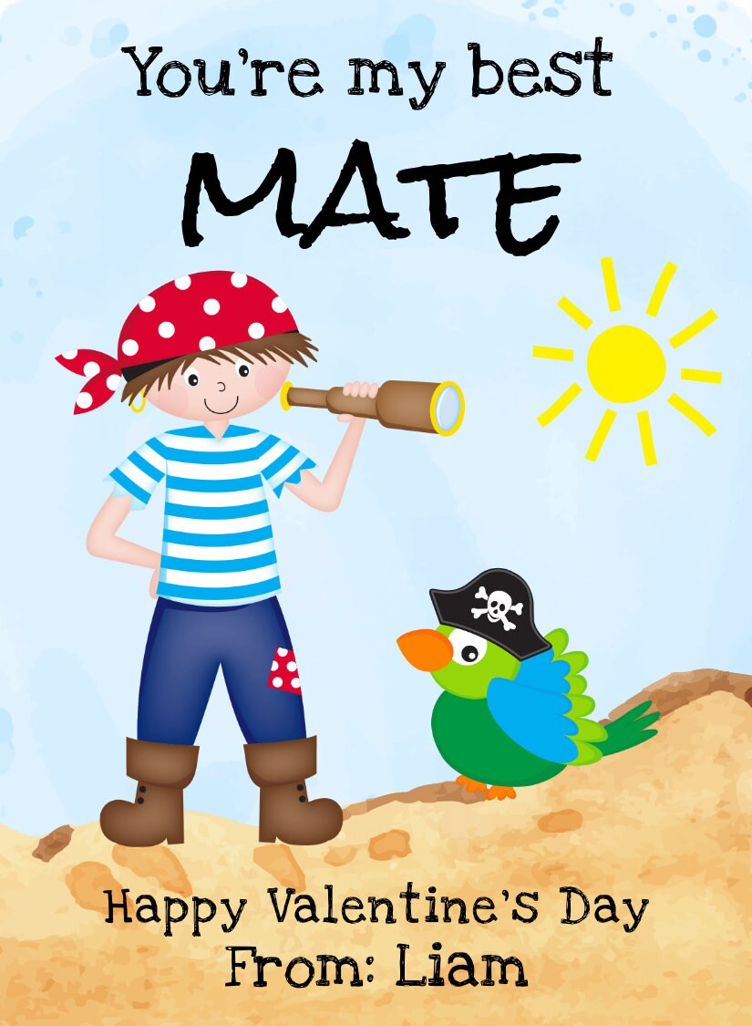 Pirate Valentines Day Card Template Pirate Valentines Cards - Etsy Sweden