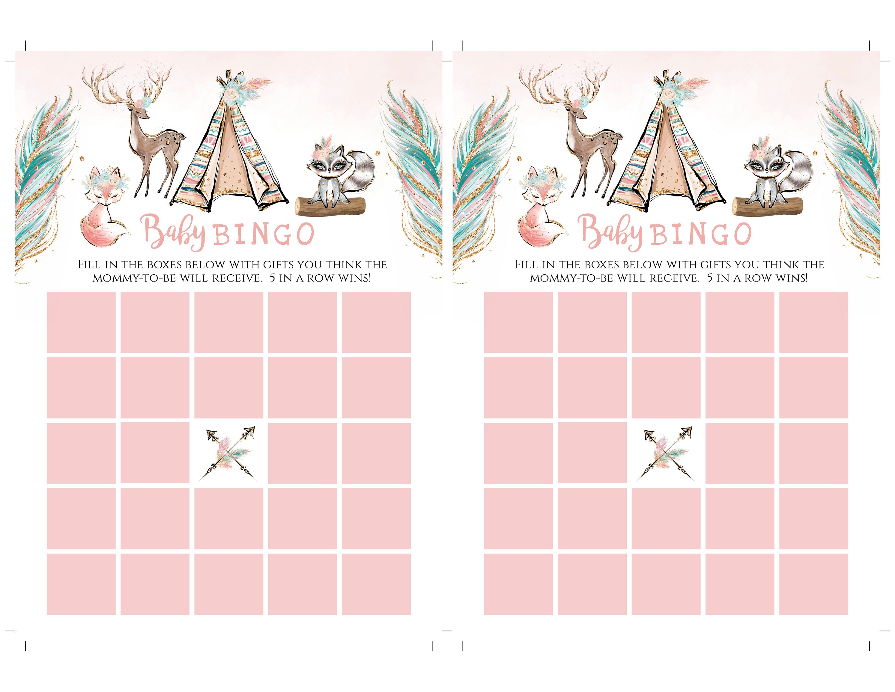 Baby Bingo Present Game Template Woodland Animal Shower Game | Etsy