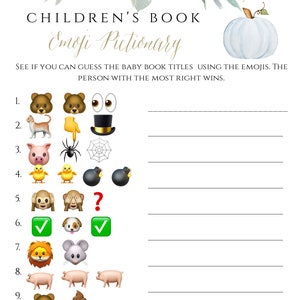 Children's Book Emoji Game Template, Story Book Emoji Game Little ...