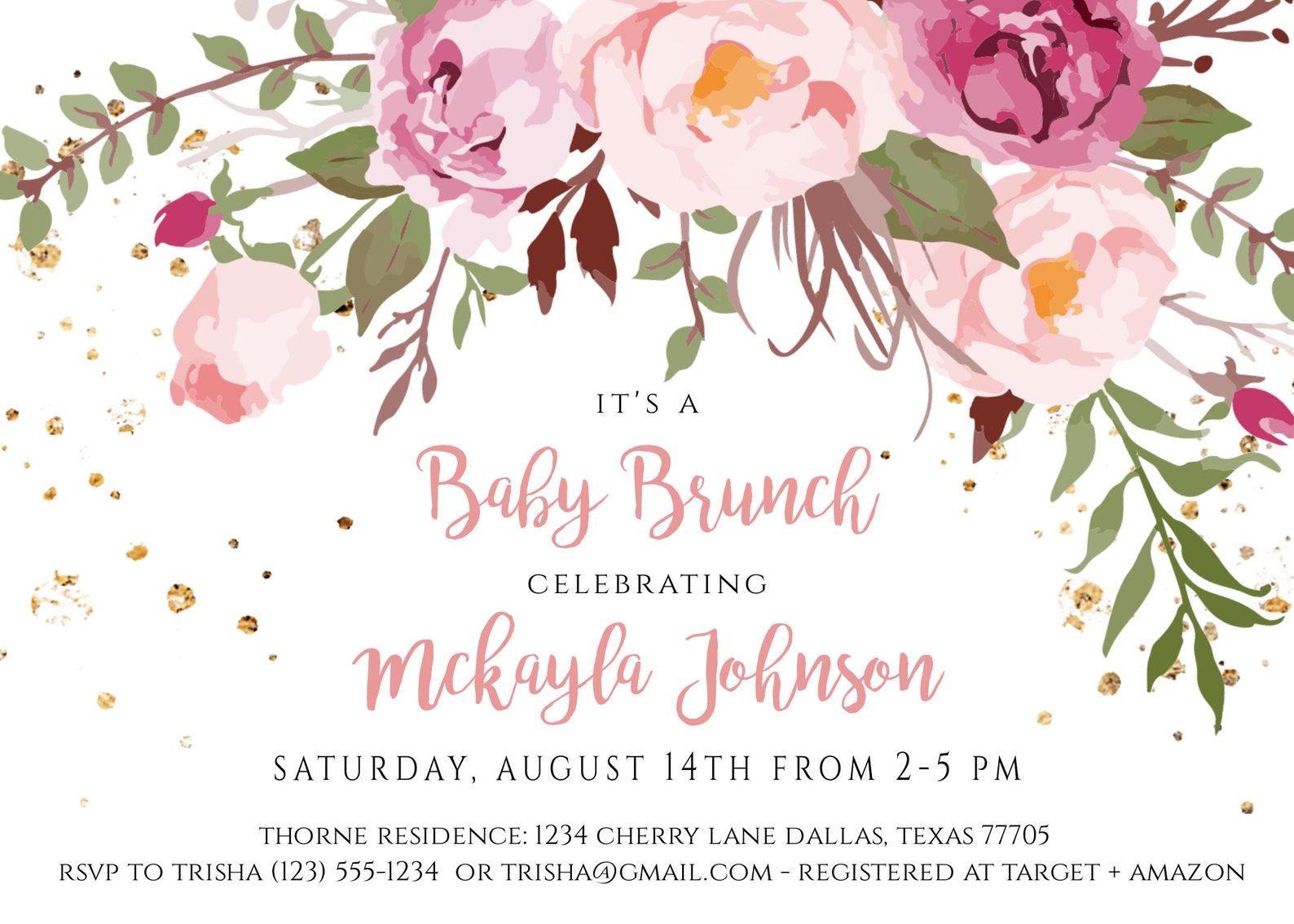 Baby Brunch Invite Girl Baby Shower Invitation Template | Etsy