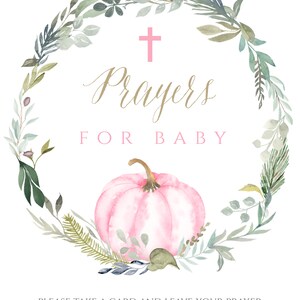 Pink Pumpkin Prayer Sign & Prayer Card Templates, Girl Fall Baptism ...