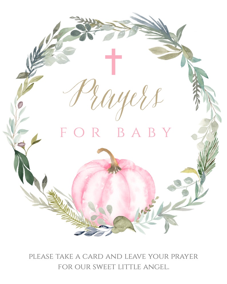 Pink Pumpkin Prayer Sign & Prayer Card Templates Girl Fall | Etsy