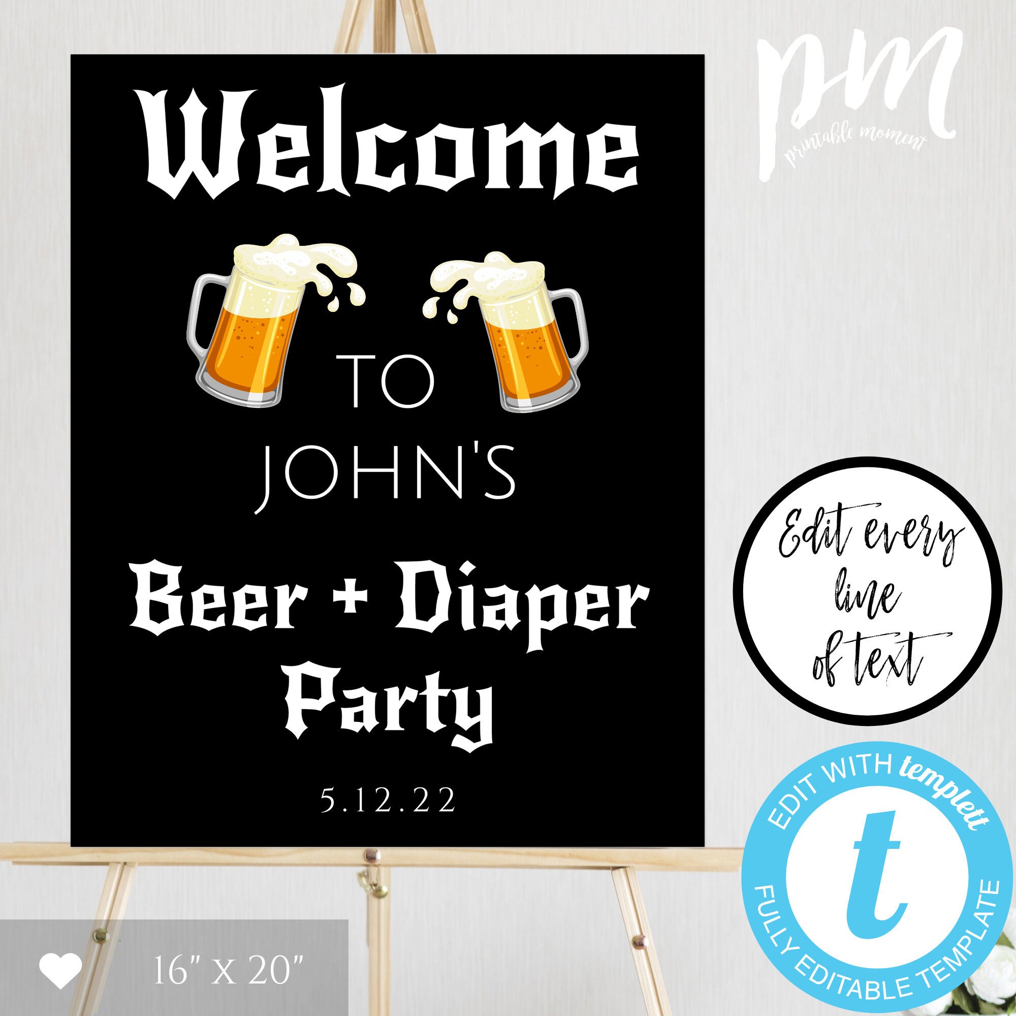 Huggies and Chuggies Shower Welcome Sign Beer and Diaper - Etsy