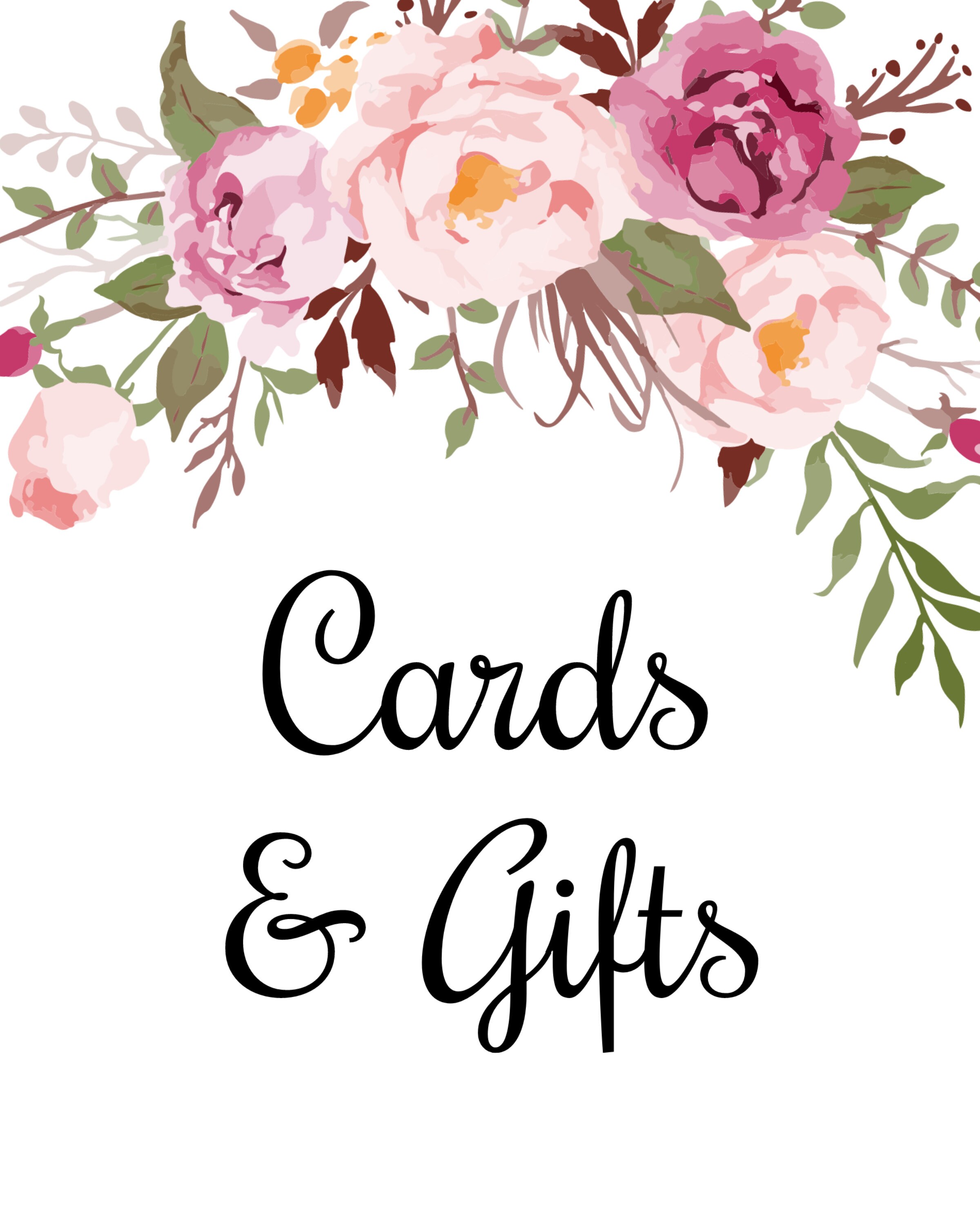 Pink Floral Cards and Gifts Sign Template Printable Bohemian - Etsy
