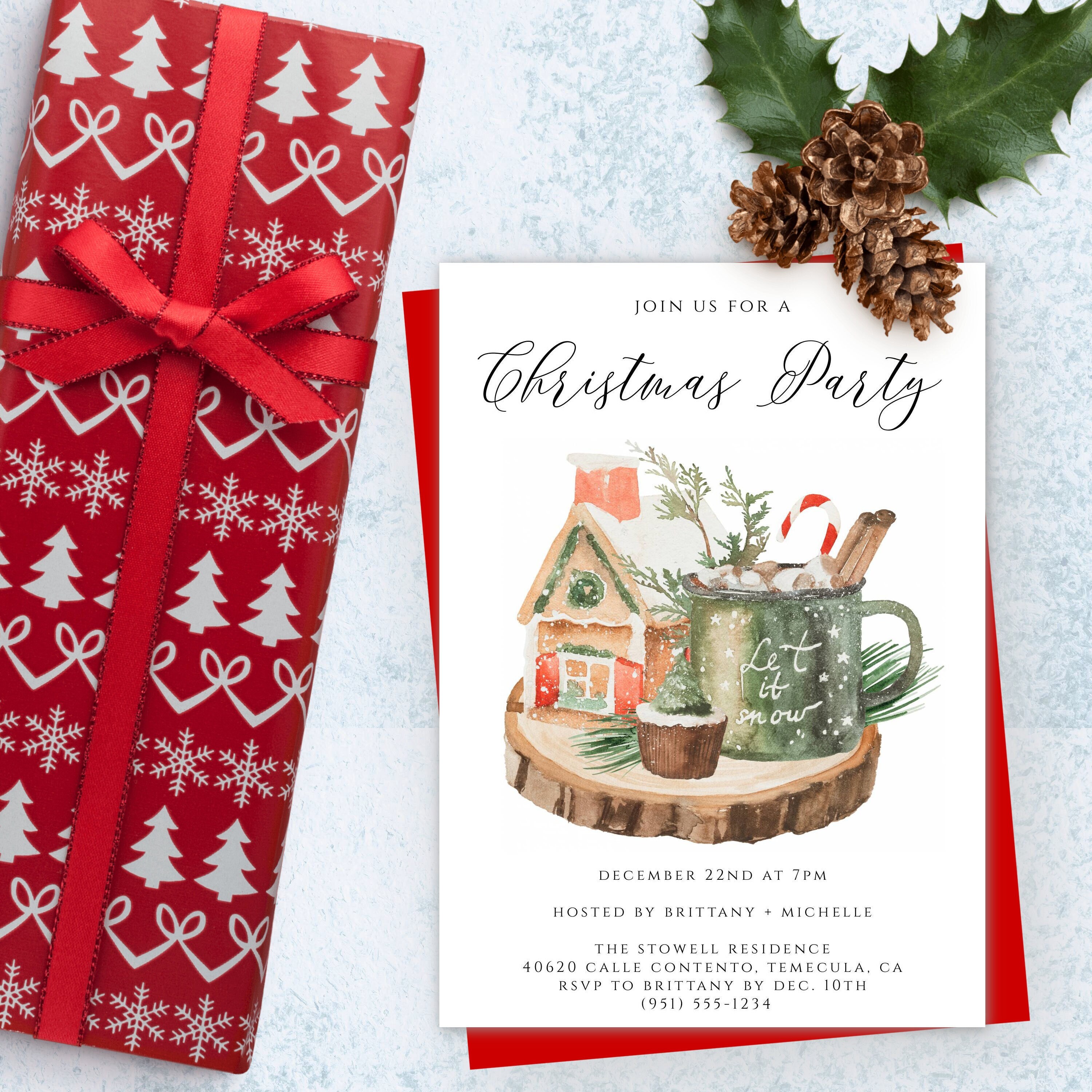 Christmas Party Invitation Template Holiday Party Invitation - Etsy
