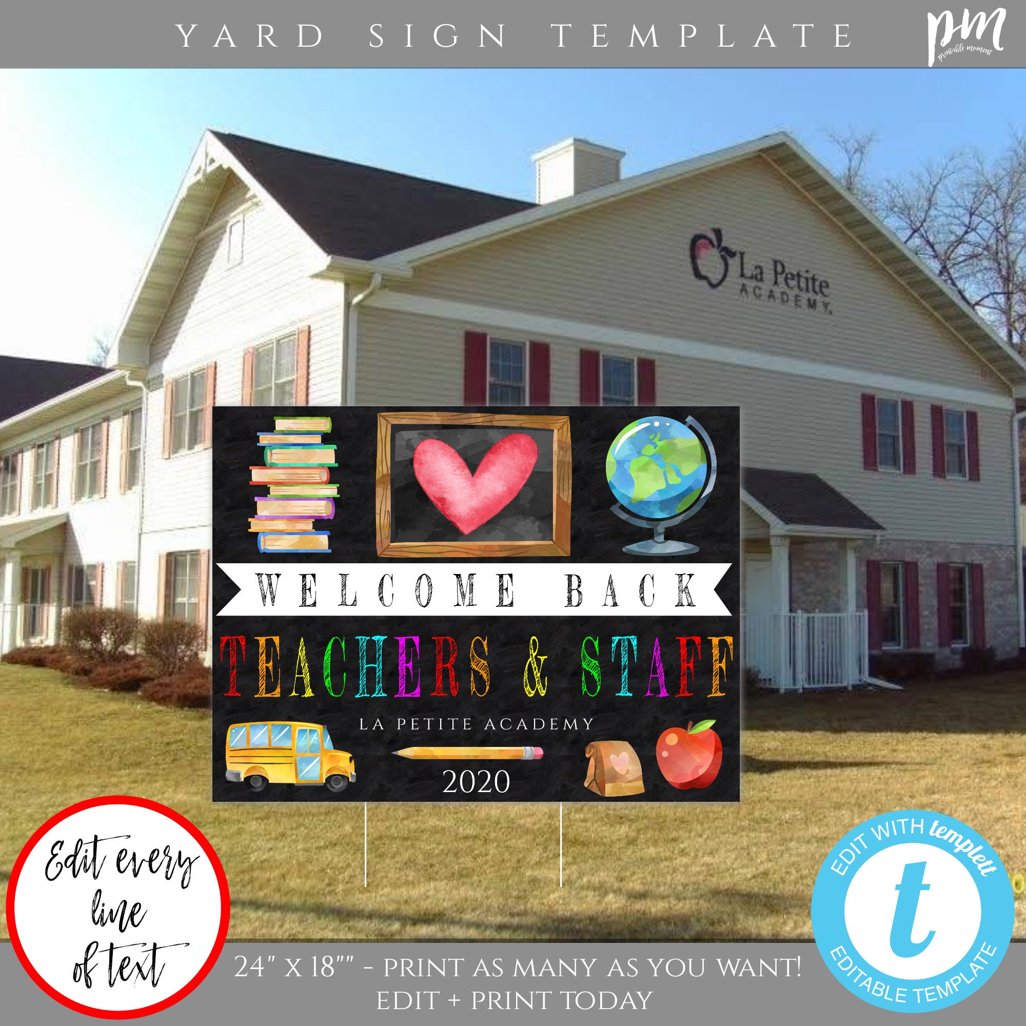 Welcome Back Teachers and Staff Yard Sign Template Teacher - Etsy