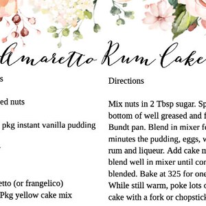 Floral Recipe Card Template, Forget Me Not Recipe Card, Funeral ...