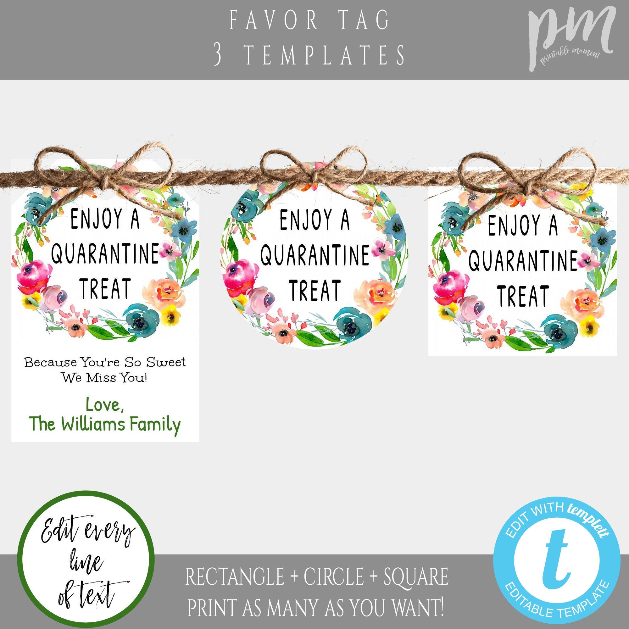 Quarantine Treat Tag Editable Template Social Distancing Well | Etsy