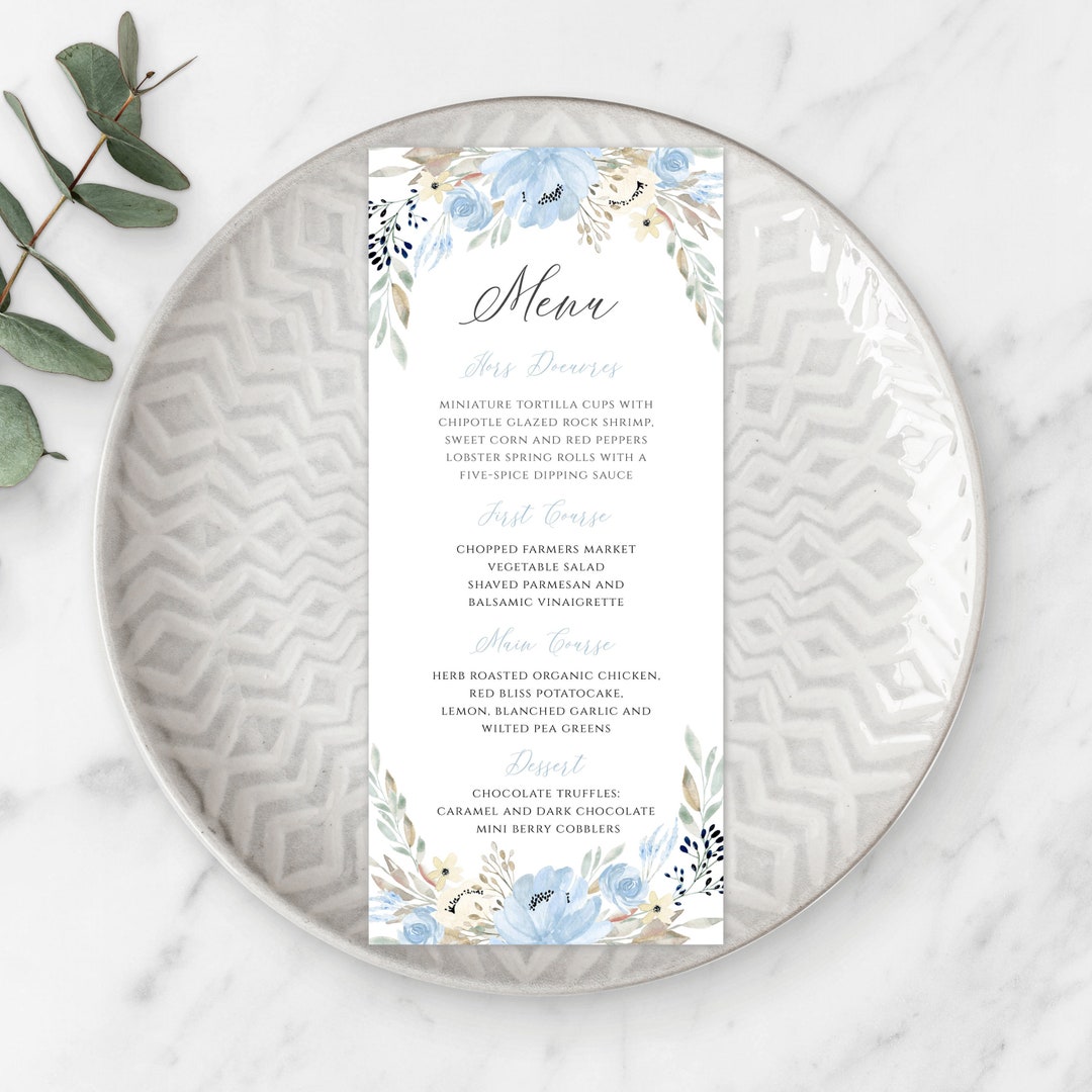 Dinner Menu Template for Boy Baptism, DIY Editable Blue Baptism Menu ...