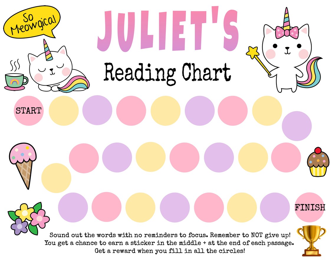 Reading Reward Chart for Kids Printable Reading Chart | Etsy