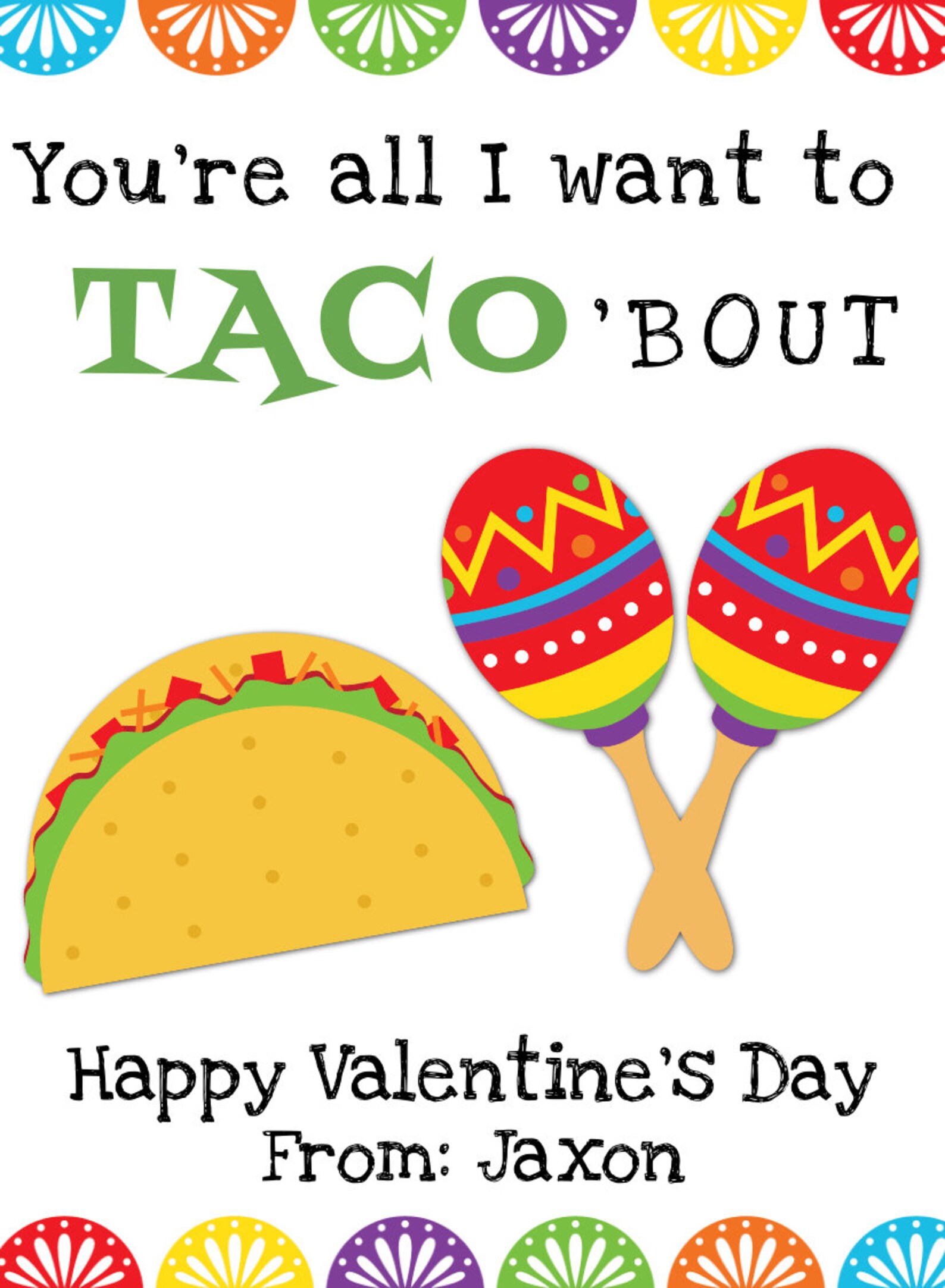 Taco Valentine Card Template Taco Valentines Cards for Kids - Etsy ...