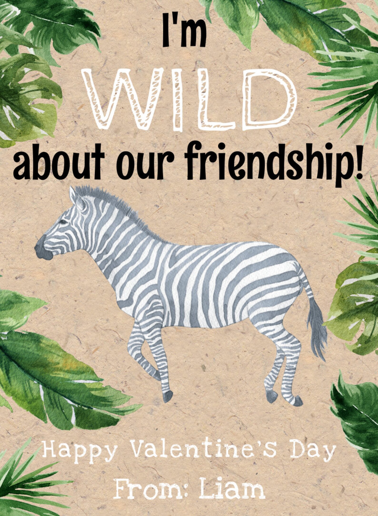 Safari Valentines Day Card Template Safari Valentines Cards | Etsy