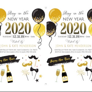 Ring in the New Year, New Year's Eve Party Invitation, 2020 Black and ...
