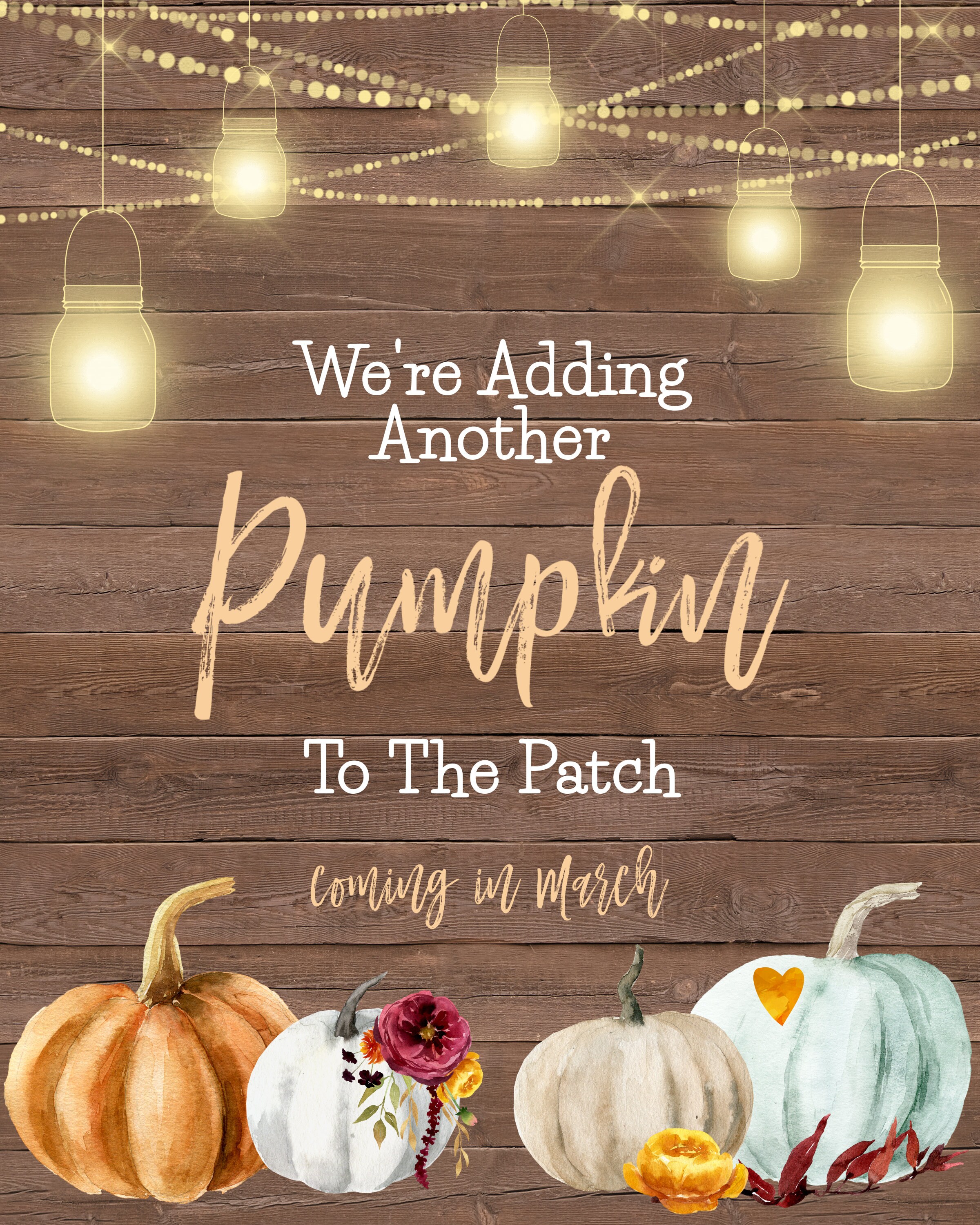 Rustic Fall Pumpkin Pregnancy Announcement Sign Template | Etsy