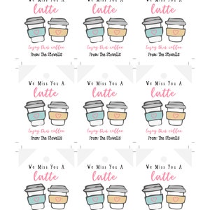 We Miss You a Latte Coffee Gift Tag Template, Quarantine Treat Tag ...