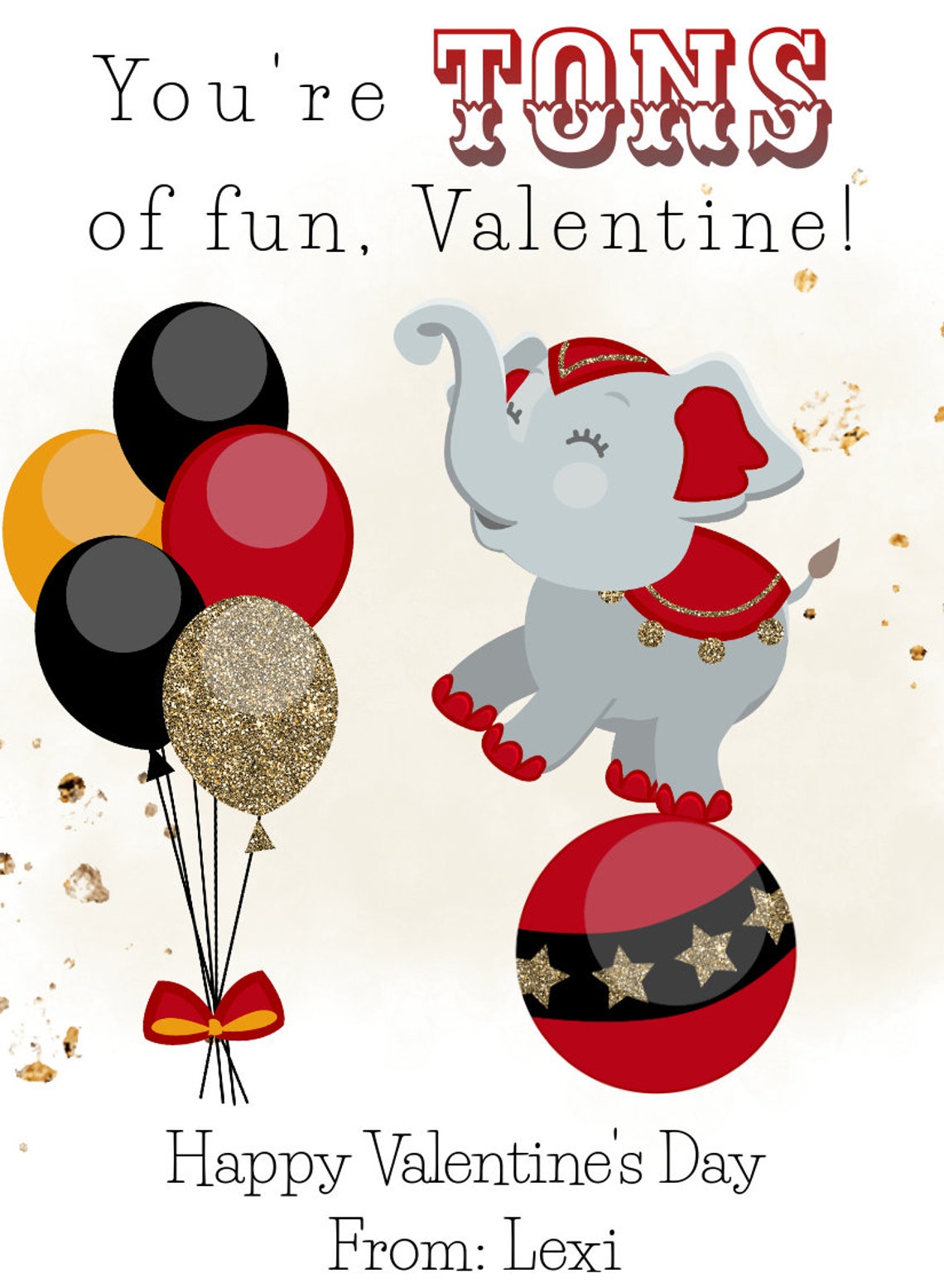 Circus Valentine Card Template Big Top Valentines Cards for | Etsy