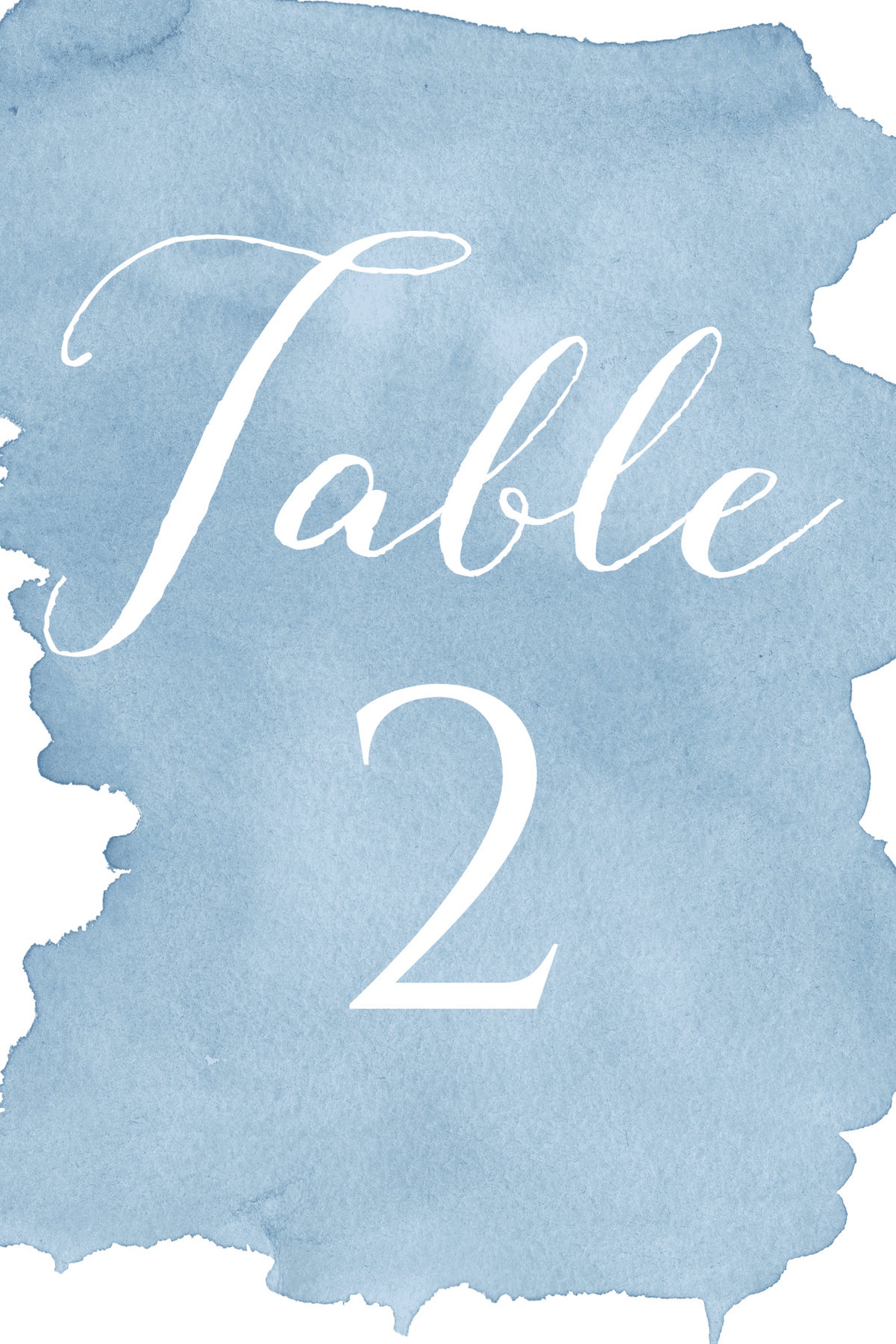 Dusty Blue Table Number Template for Wedding, Editable Light Blue ...